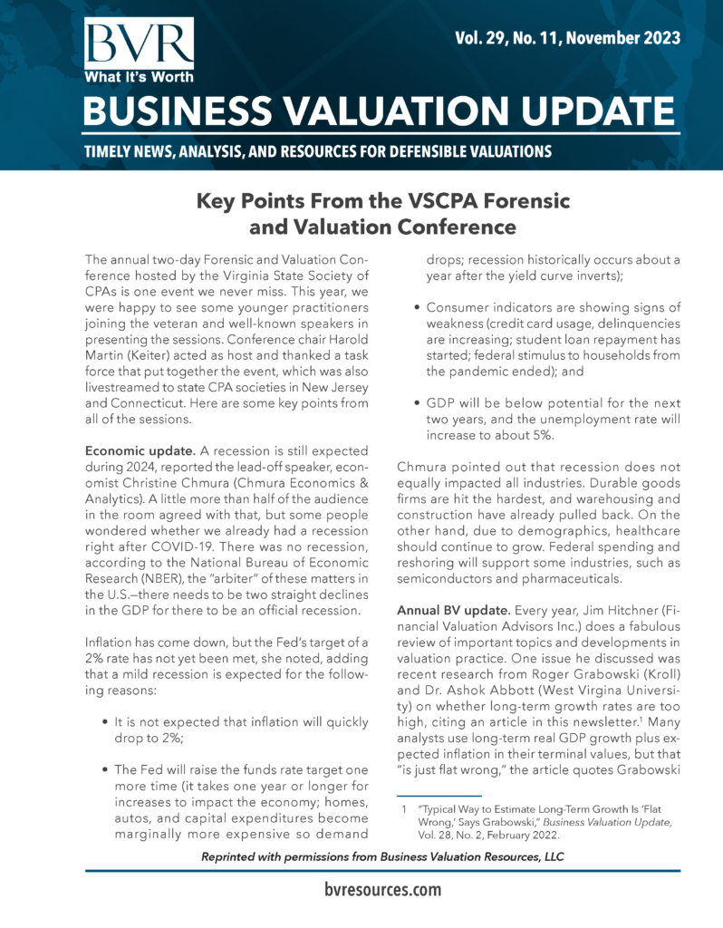 Business Valuation at VSCPA Conference | Virginia CPAs